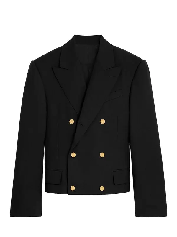 Celine Virgin Wool Double-breasted Blazer - Black