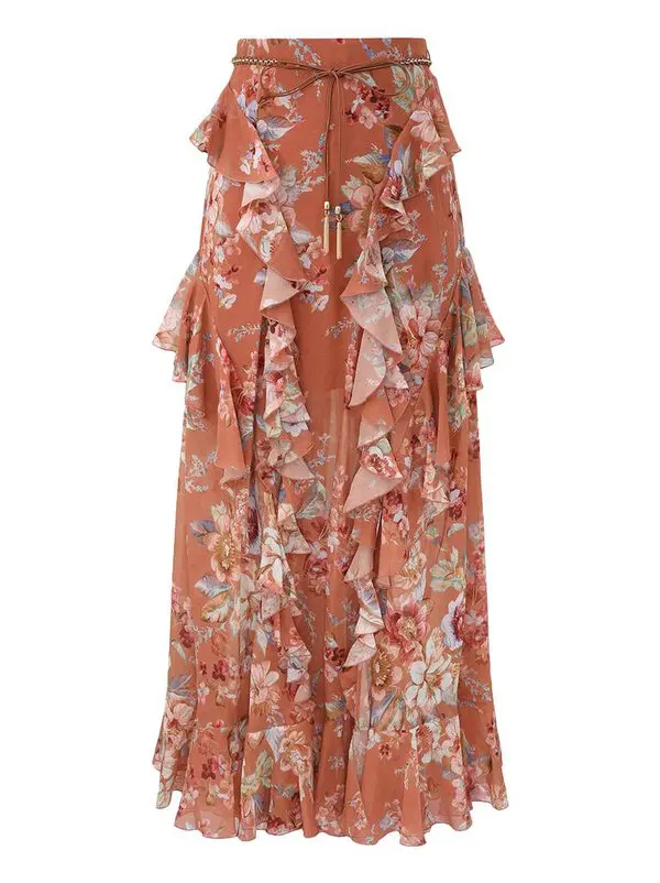 Zimmermann Awakened Ruffle Skirt - Multicolor