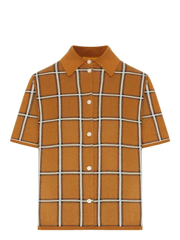 Guest In Residence Linen And Silk Blend Polo Shirt With Check Pattern - Multicolor