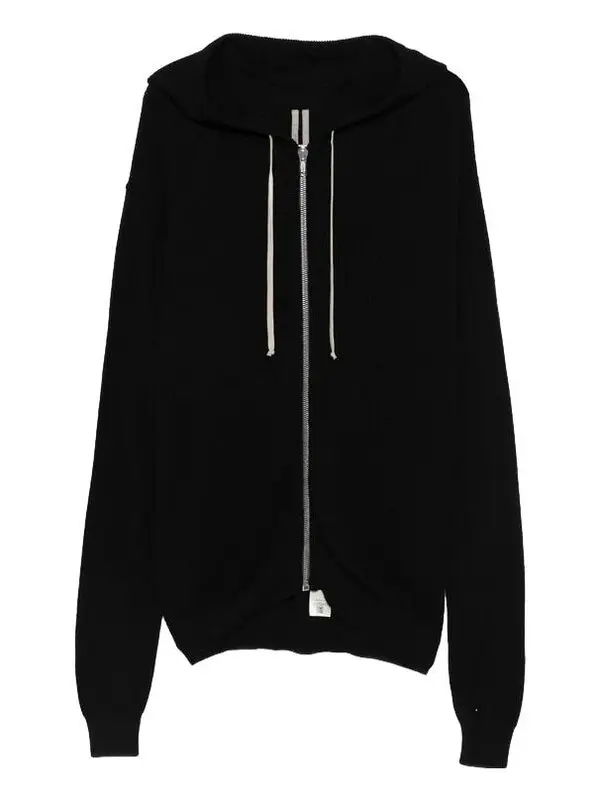 Rick Owens Ribbed Knit Zip-up Hooded Cardigan - Black