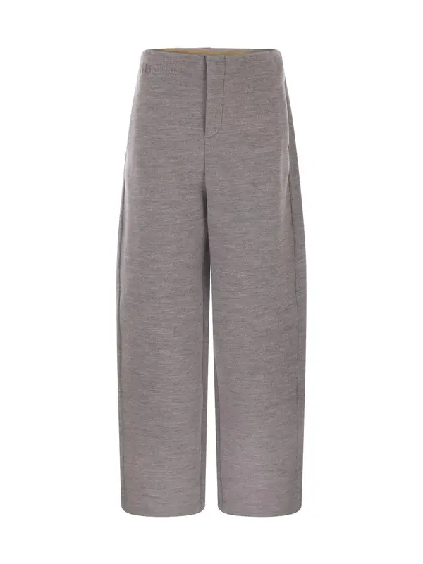 Max Mara Ebrien Double Wool And Cotton Trousers - Gray