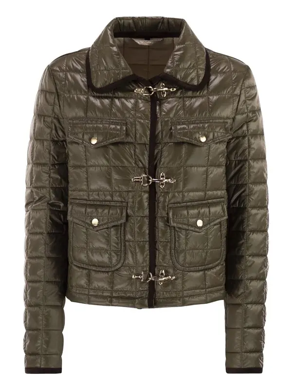 FAY Technical Checkered Fabric Jacket With Hook Fastening - Multicolor