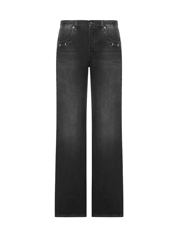 Gucci Cotton Denim Trousers With Horsebit Detail - Multicolor