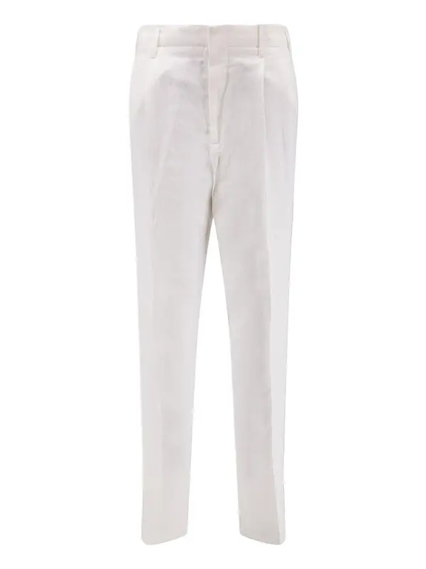 Brunello Cucinelli Linen And Cotton Trousers - Multicolor