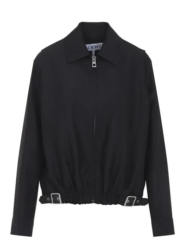 Loewe Belted Jacket In Wool And Silk - Black