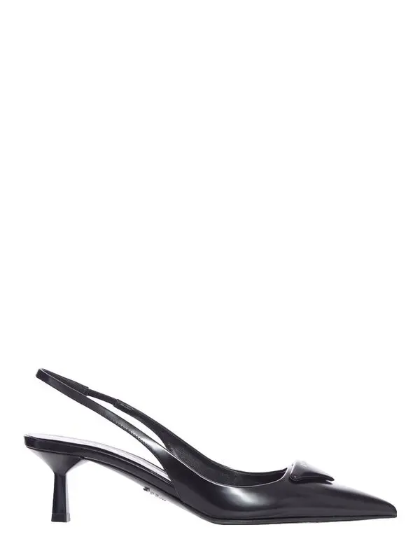 Prada Brushed Leather Slingback Décollet - Black