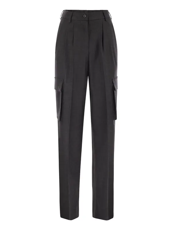 Herno Wool And Viscose Blend Cargo Trousers - Gray