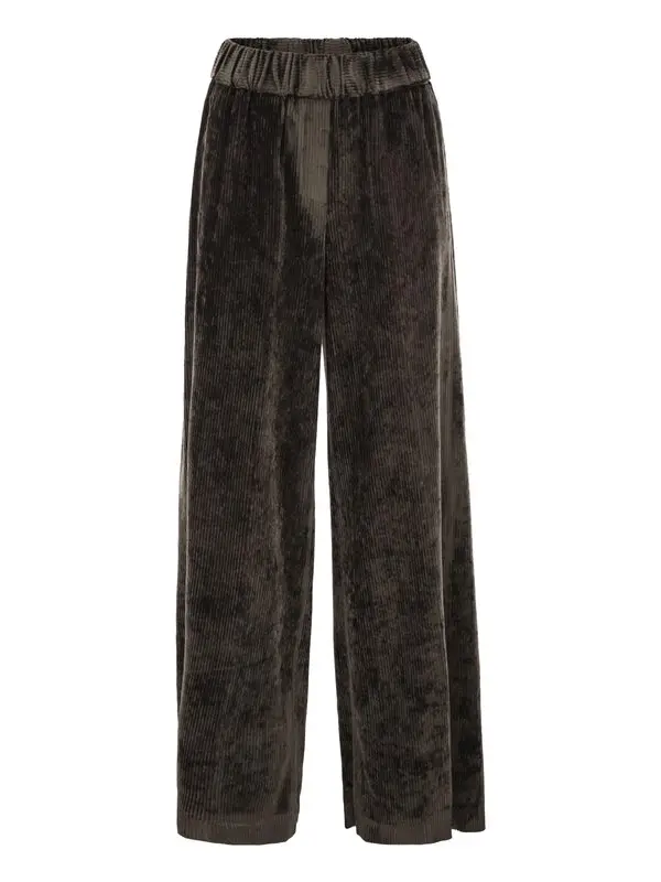 Peserico Fluid Corduroy Wide-leg Trousers - Brown