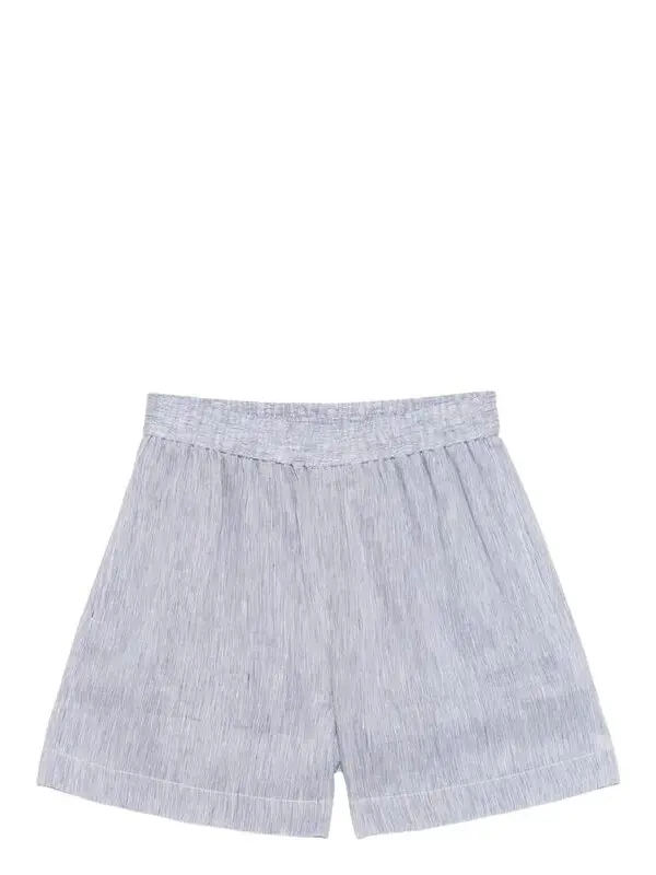 Brunello Cucinelli Striped Silk And Linen Blend Shorts - White