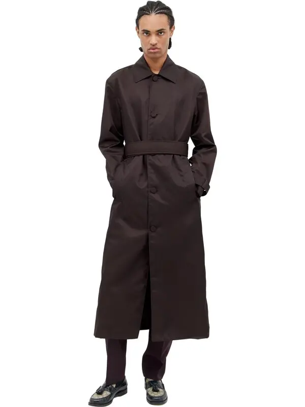 Gucci Gabardine Coat With Logo Detail - Brown