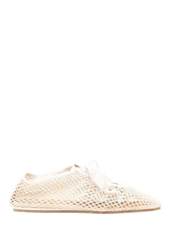 FORTE_FORTE Net Detail Lace-up Flat Sole Trainers - Cream
