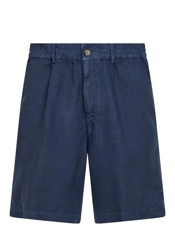 Brunello Cucinelli Linen Blend Pleated Shorts - Blue