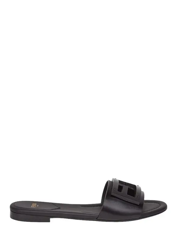 Fendi Slide Baguette In Leather - Black