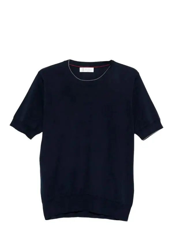 Brunello Cucinelli Cotton Lightweight Knit T-shirt With Contrast Details - Multicolor