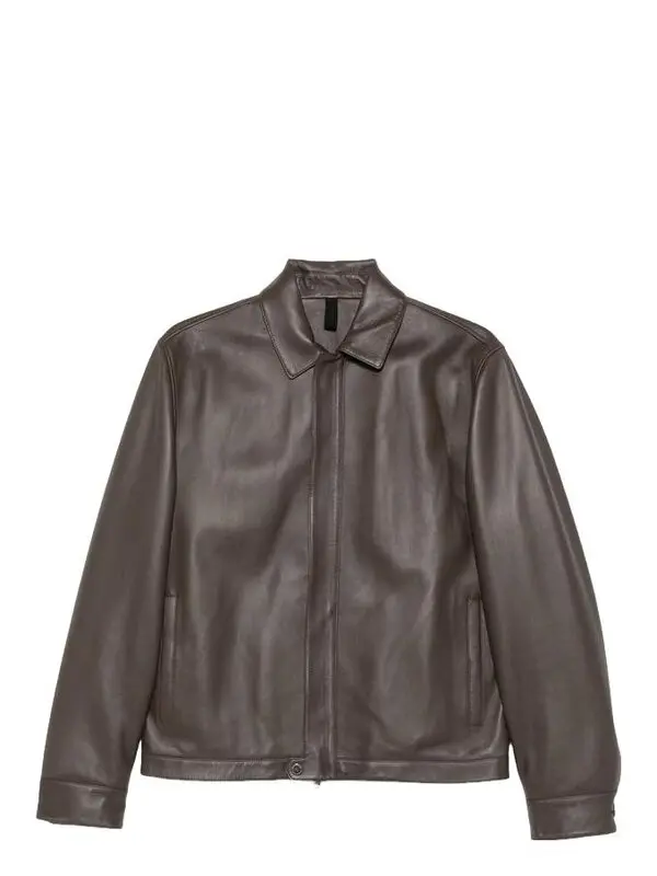 Tagliatore Leather Zip-up Jacket - Brown