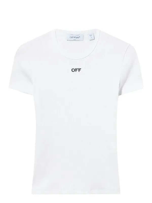 Off-White Ribbed T-shirt With Logo - White