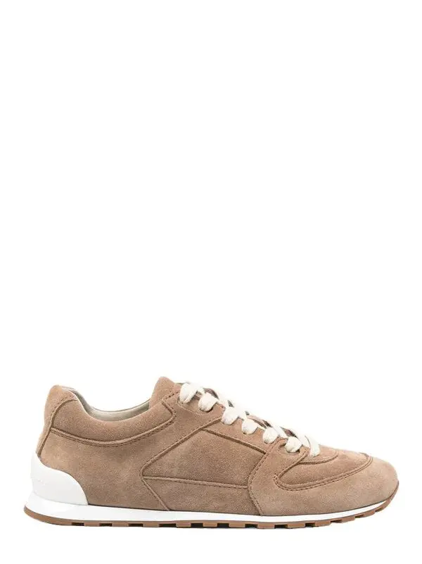 Brunello Cucinelli Paneled Suede Lace Up Sneakers - Brown