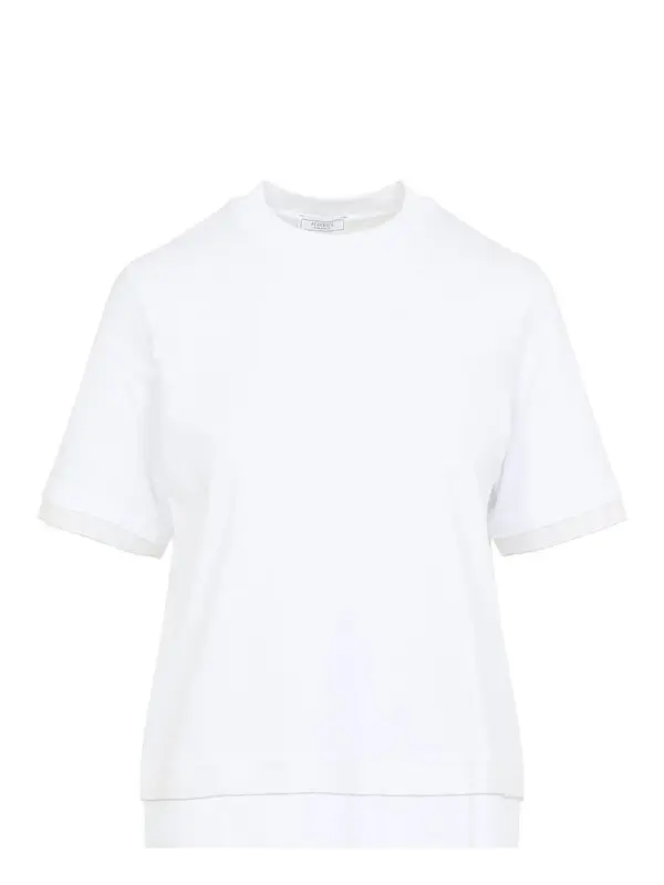 Peserico Cotton T-shirt With Silver-toned Details - White