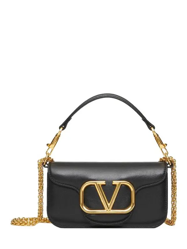 Valentino Garavani Small Locò Shoulder Bag In Calfskin - Black