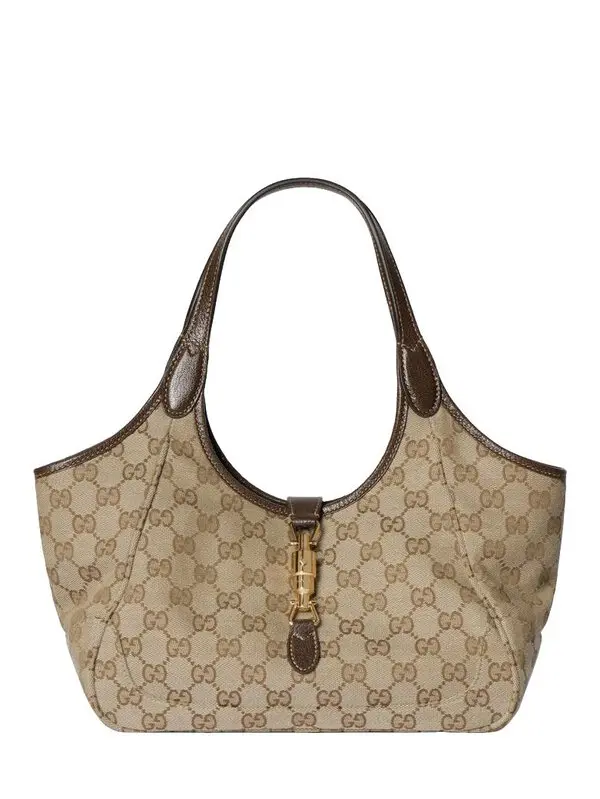Gucci Small Market Shopping Bag With Monogram Canvas And Leather Trim - Brown