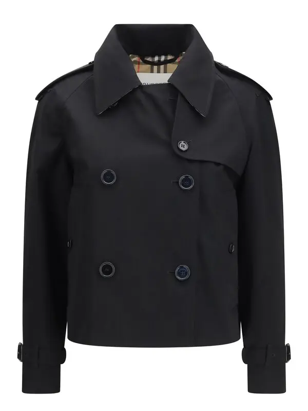 Burberry Mayfair Cropped Trench Jacket In Gabardine - Black