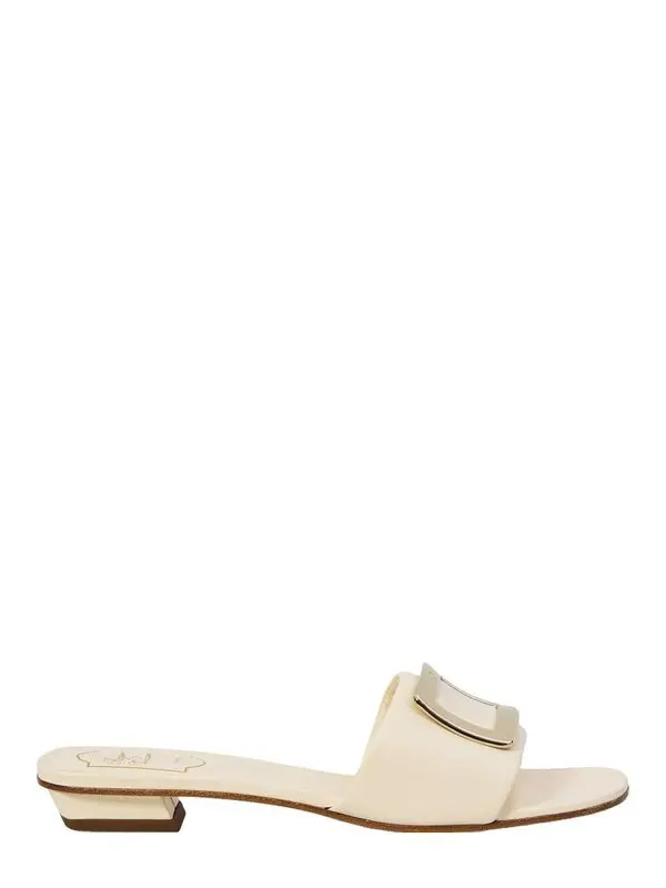ROGER VIVIER Padded Leather Mules With Square Buckle - Multicolor