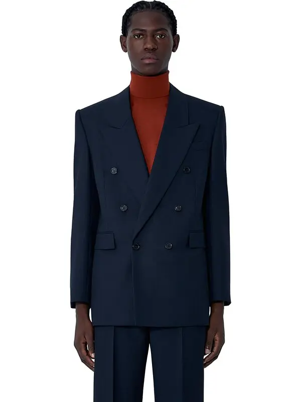 Saint Laurent Wool Double-breasted Blazer - Blue