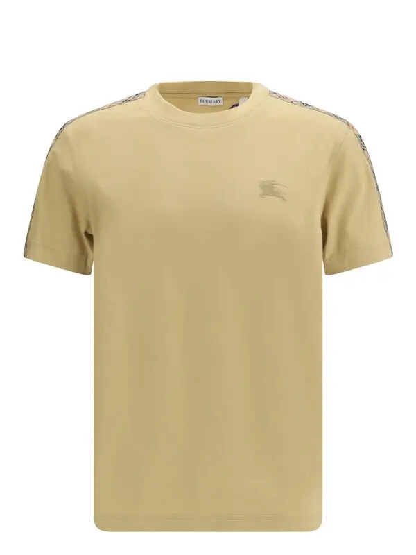 Burberry T-shirt With Check Trims - Cream