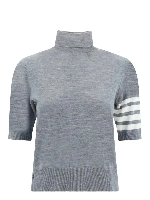 Thom Browne Short Sleeve Turtleneck Sweater - Gray