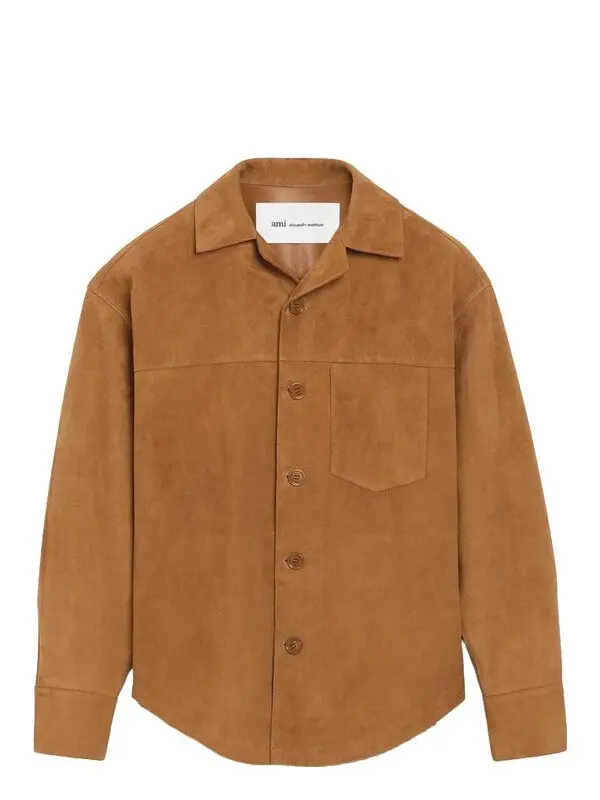 AMI Paris Caramel Goat Suede Jacket - Brown