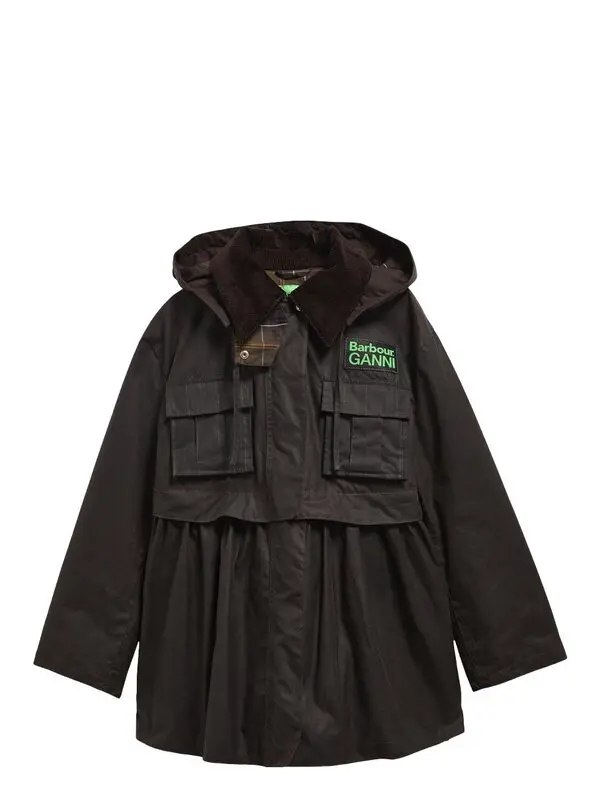 BARBOUR X GANNI Waxed Cotton Parka With Hood - Brown