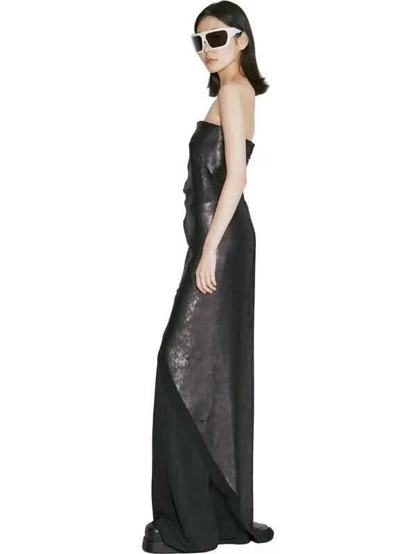 Rick Owens Long Sequin Embellished Silk Bandeau Top - Black