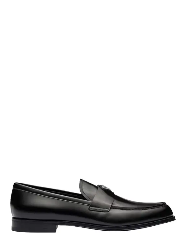 Prada Brushed Leather Loafers - Black