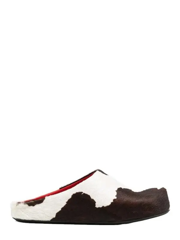 Marni Cow Print Calf Hair Slip-on Trainers - Brown