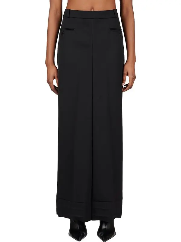 Balenciaga Wool-crepe Maxi Skirt With Rear Split - Black