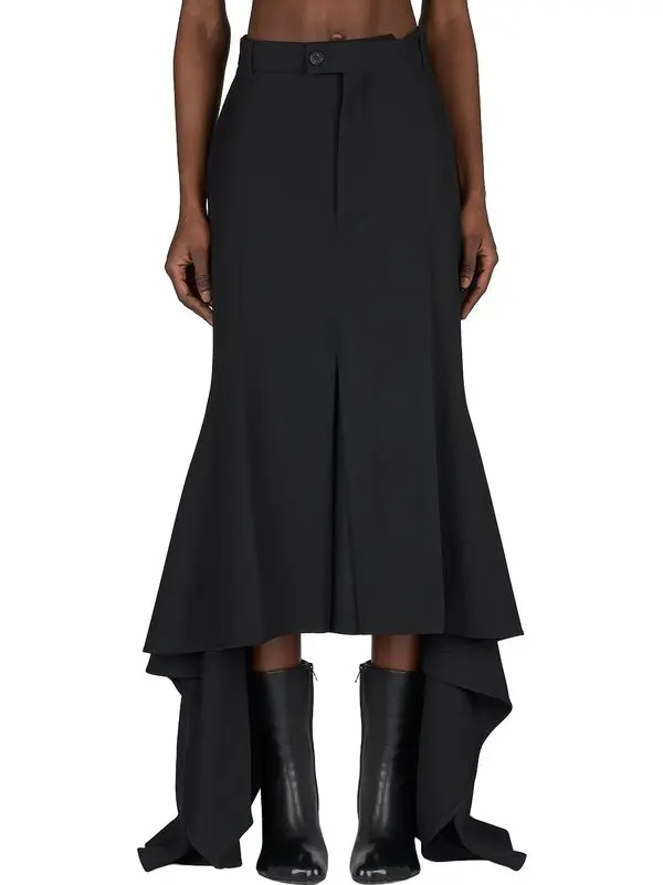 Balenciaga Godet Draped Midi Skirt - Black