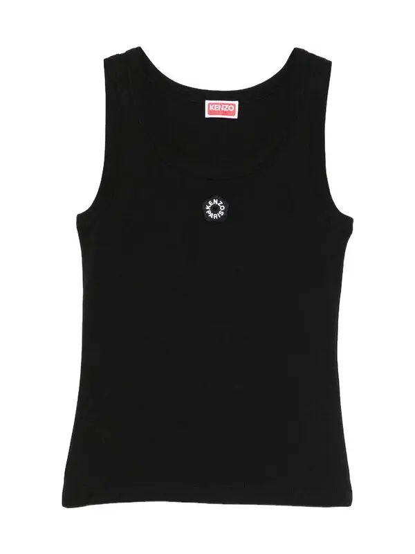 Kenzo Logo Patch Cotton Tank Top - Black