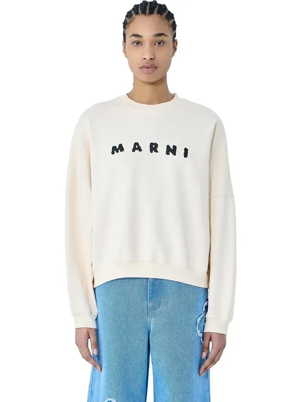 Marni Logo Print Crewneck Sweatshirt - Cream