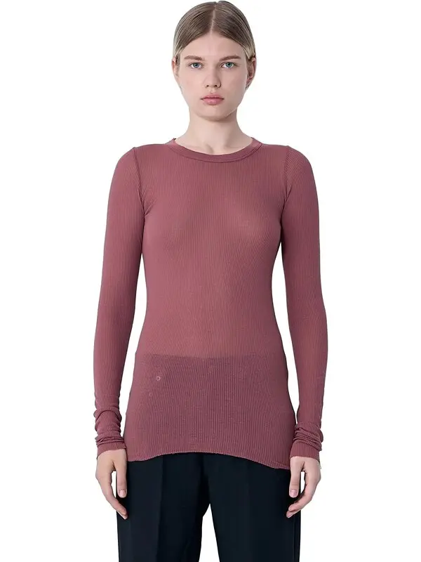 Rick Owens Ribbed Long Sleeve Top - Red
