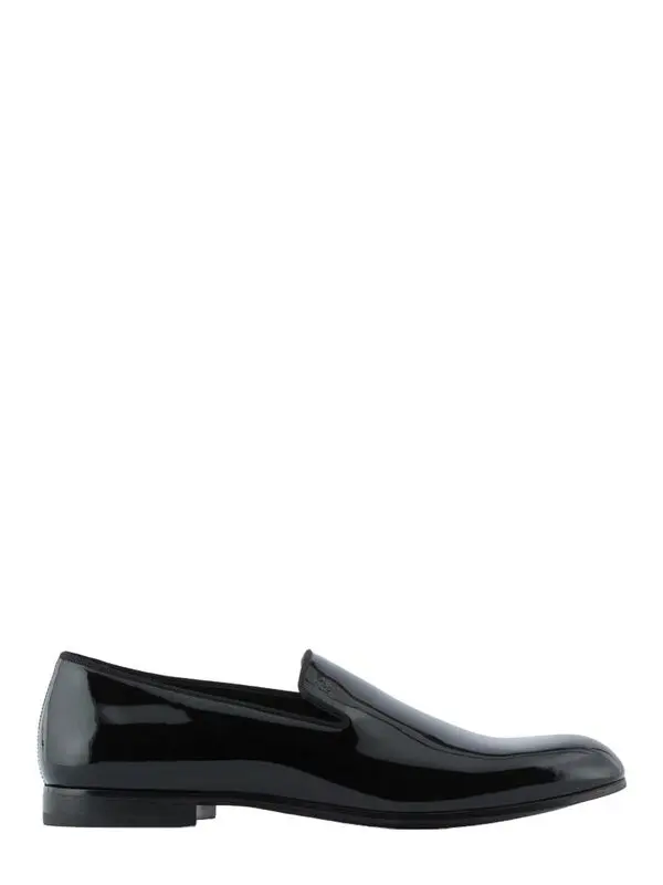 Giorgio Armani Patent Leather Slip-on Loafers - Black