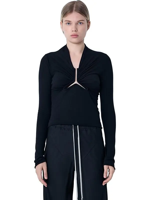 Rick Owens Allanah Long Sleeve Top With Cut-out Detail - Black