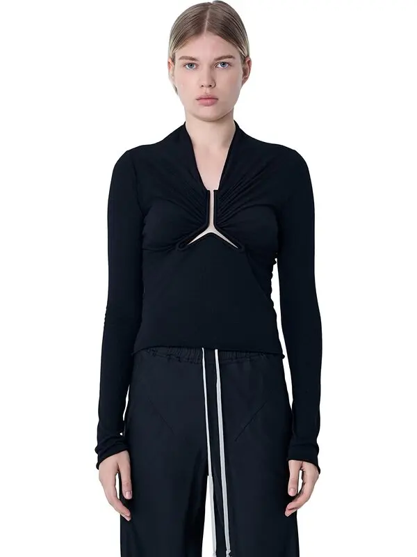 Rick Owens Allanah Long Sleeve Top With Cut-out Detail - Black