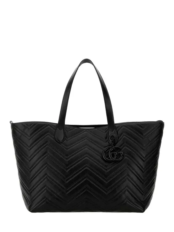 Gucci Leather Large Gg Marmont Shopping Bag - Black