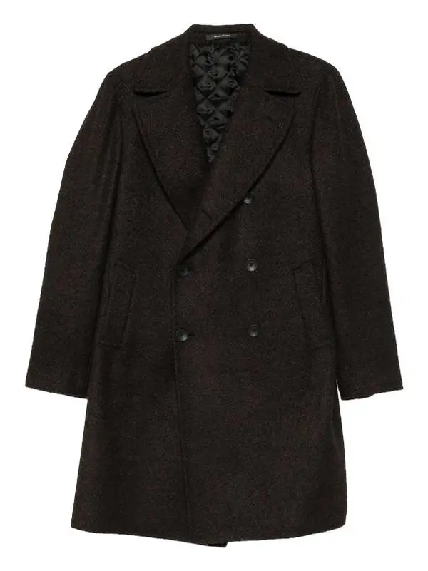 Tagliatore Double-breasted Textured Wool Blend Coat - Brown