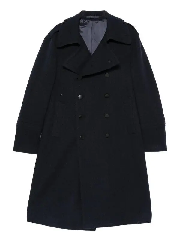Tagliatore Double Breasted Twill Weave Coat - Blue