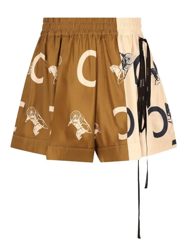 Celine Printed Silk Shorts - Multicolor