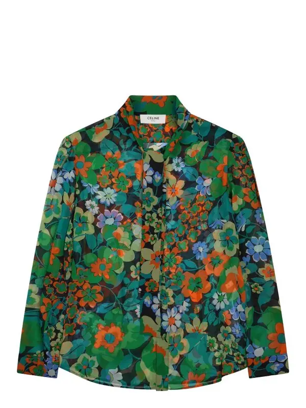 Celine Silk Shirt With Bow Detail - Multicolor