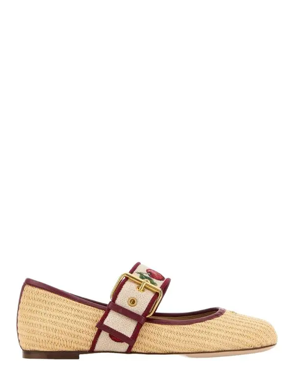 Valentino Garavani Raffia Bribri Ballerinas - Brown