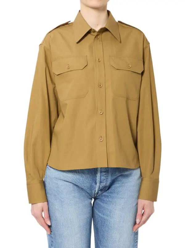 Celine Cropped Cotton And Linen Shirt - Multicolor