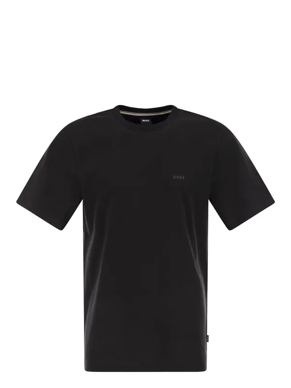 BOSS Cotton Jersey T-shirt With Logo - Black